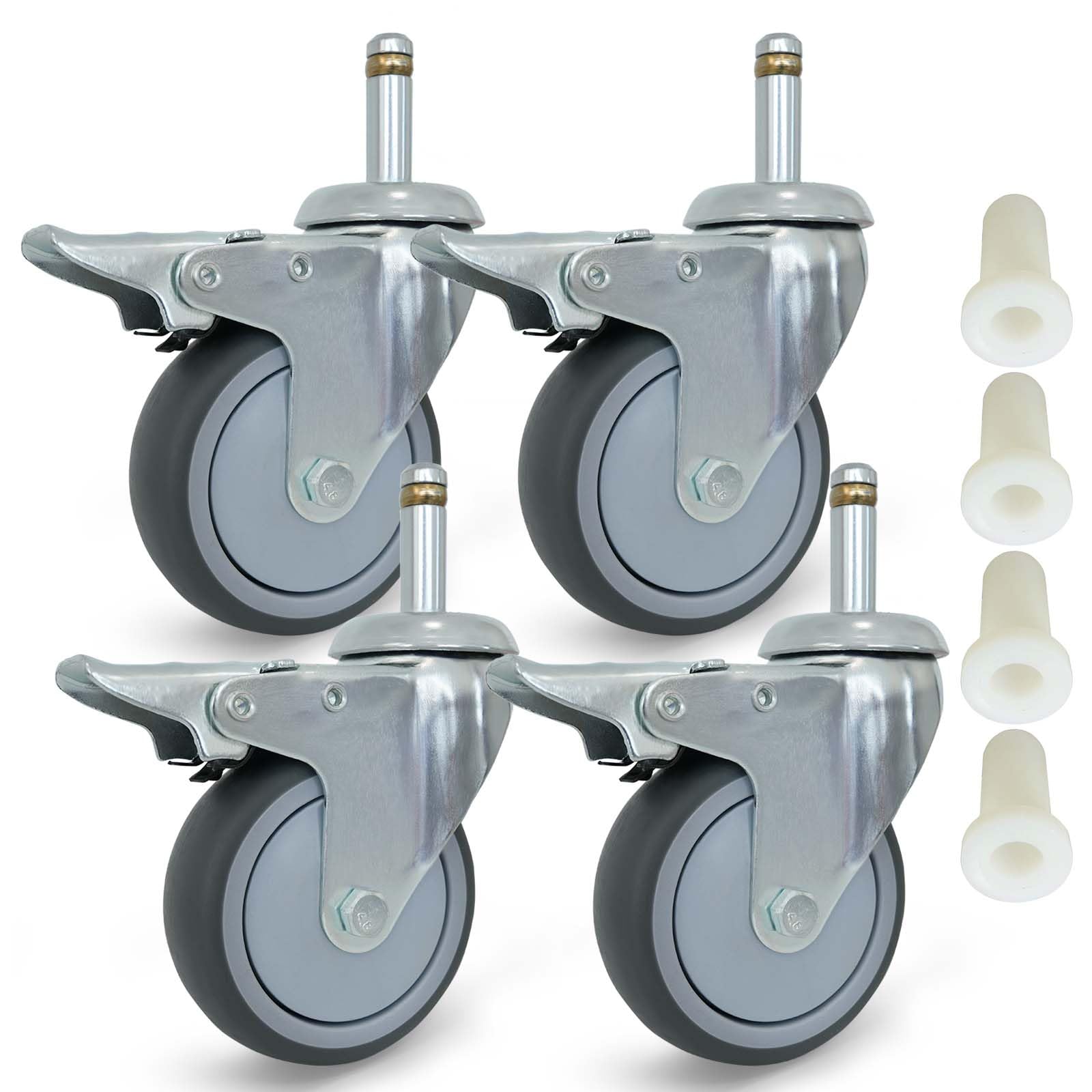 MySit 3" & 4" TPR Replacement Caster Wheels with Brake | Universal Stem ...