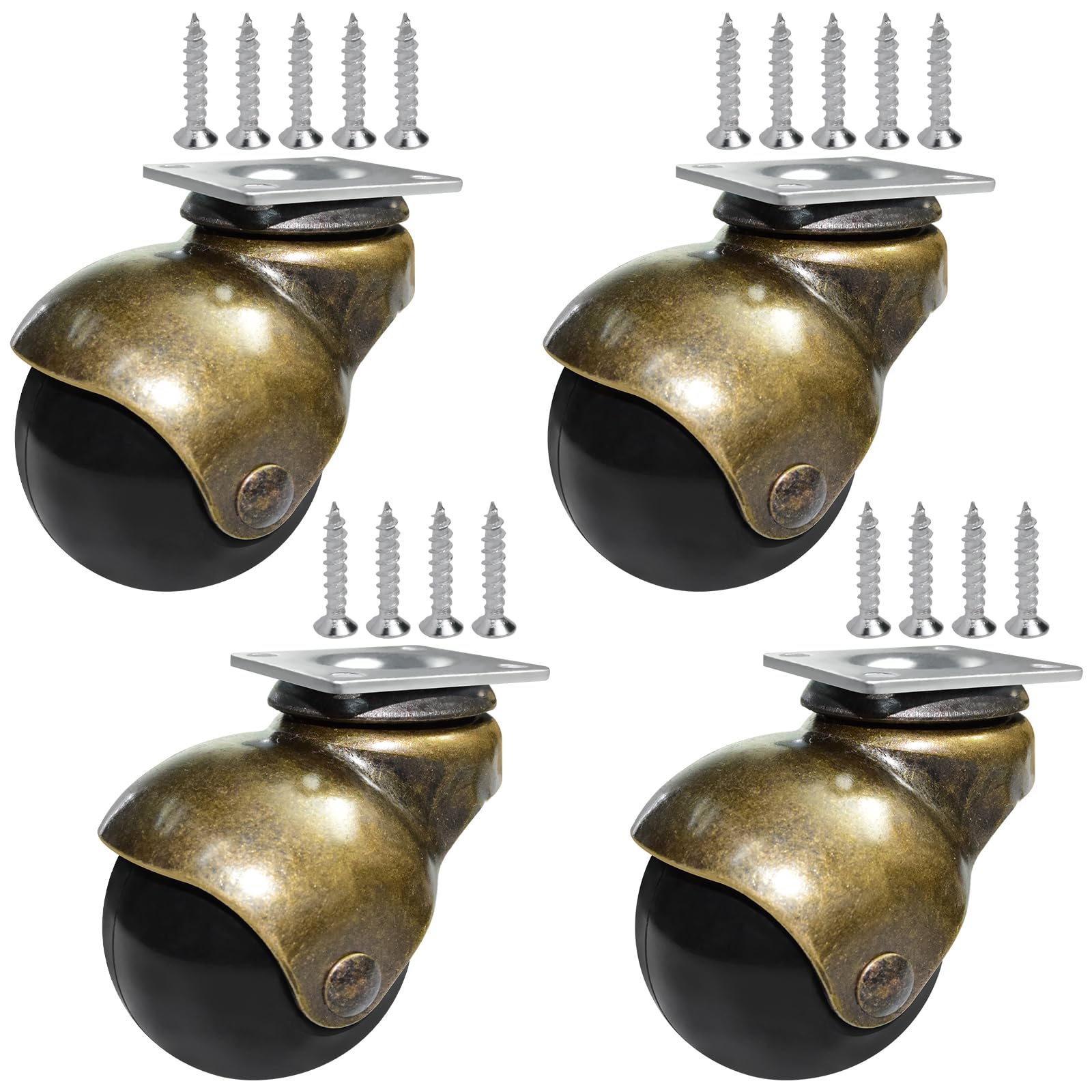 MySit 2 Inch Vintage Brass Caster Wheels - Set of 4 or 8 with Swivel T ...