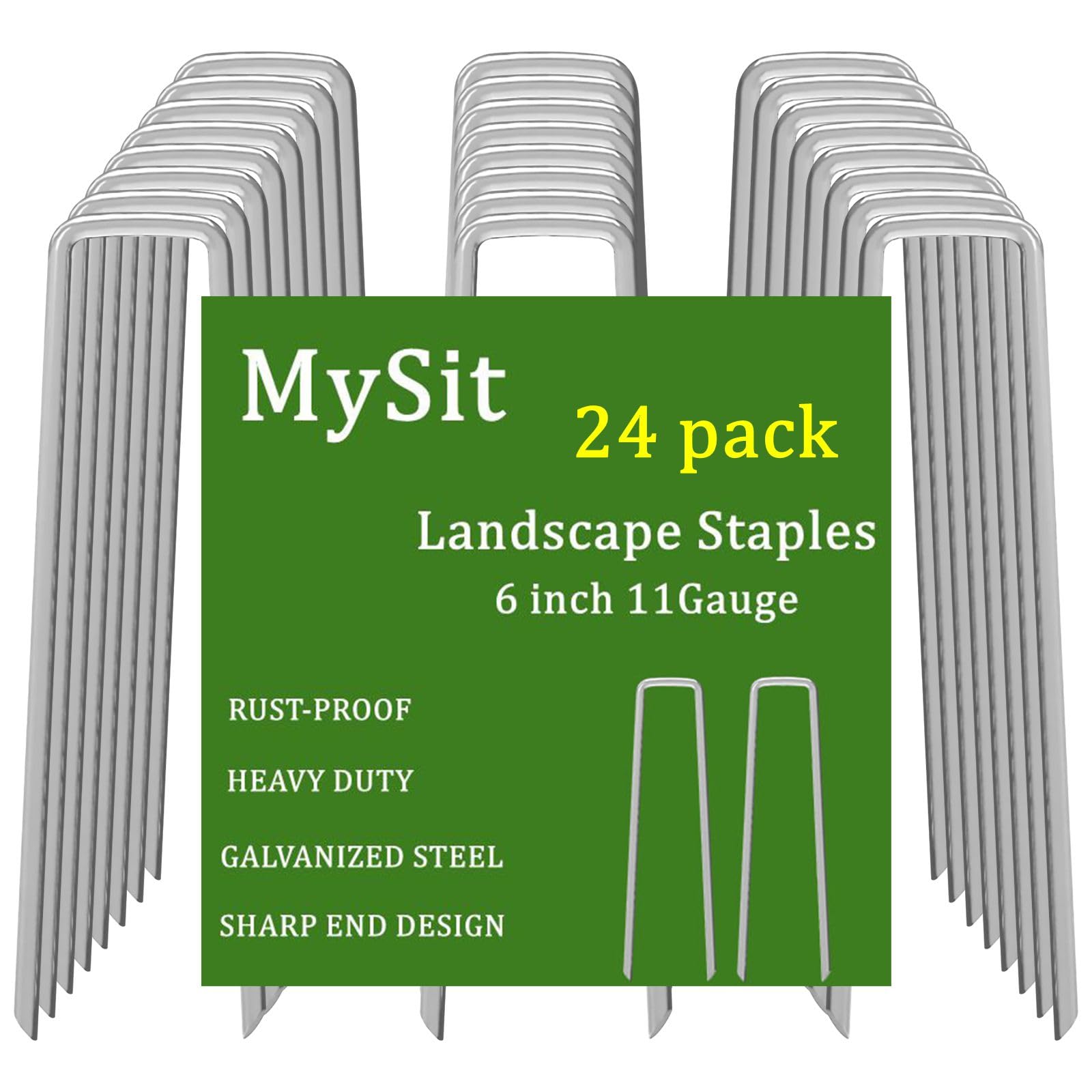 MySit 6" Heavy-Duty Garden Stakes - 11-Gauge Landscape Staples for Weed ...