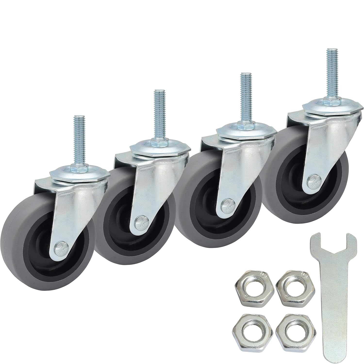 MySit 3-Inch Heavy-Duty Threaded Stem Caster Wheels | 3/8"-16 x 1.5 ...